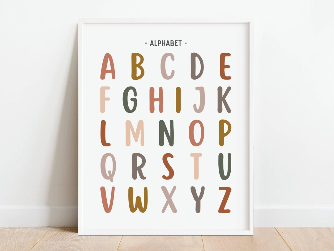 Neutral Boho Alphabet Poster, Abcs Nursery Print, Educational Poster ...