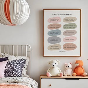 The Ten Commandments Poster, Pastel Christian Poster for Kids, Bible ...