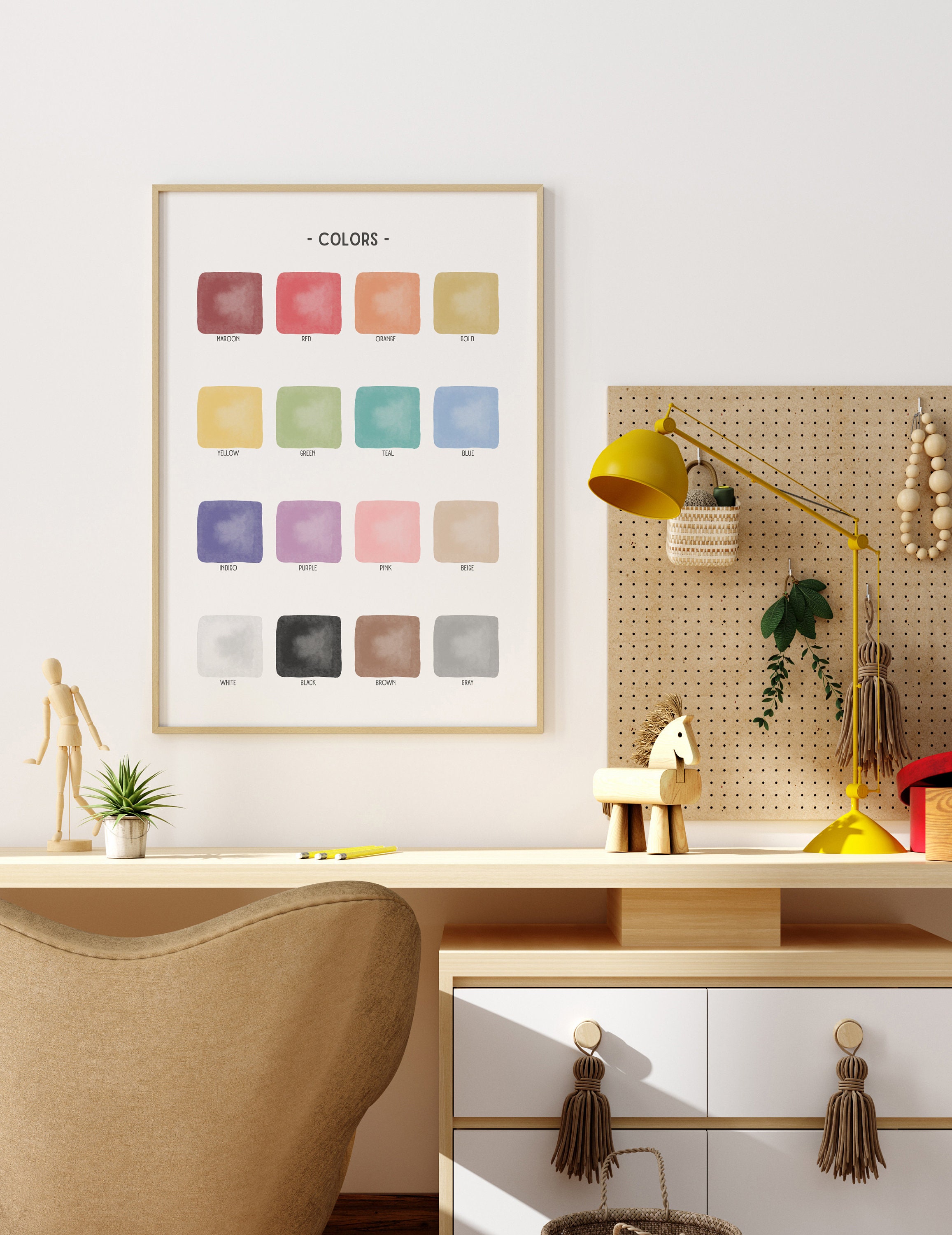 Colors Print, Colour Chart Poster, Educational Wall Art, Homeschool ...