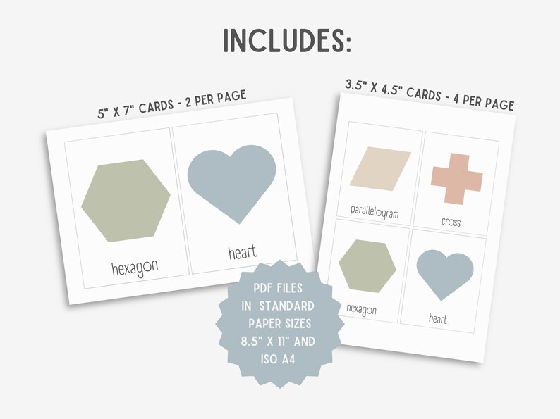 16 Printable Geometric Shapes Flashcards, Kids Pastel 2D Shapes Cards ...