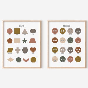 Set of 12 Neutral Boho Educational Posters, Toddler Preschool Classroom ...