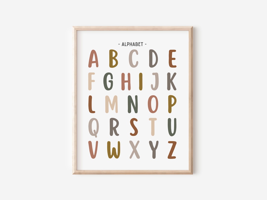 Alphabet Neutral Print, Boho Letters Poster, Educational Wall Art ...