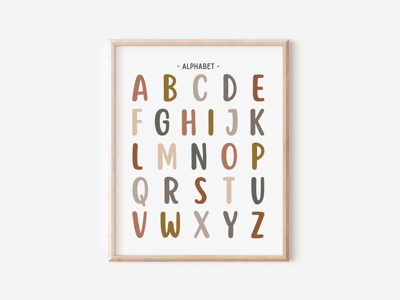 Alphabet Neutral Print, Boho Letters Poster, Educational Wall Art ...