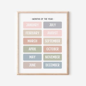 Set of 2 Pastel Days of the Week and Months Posters, Homeschool ...