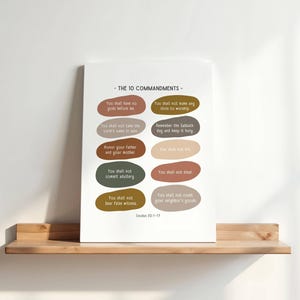 Ten Commandments Poster, Neutral Boho Christian Poster for Kids, Bible ...