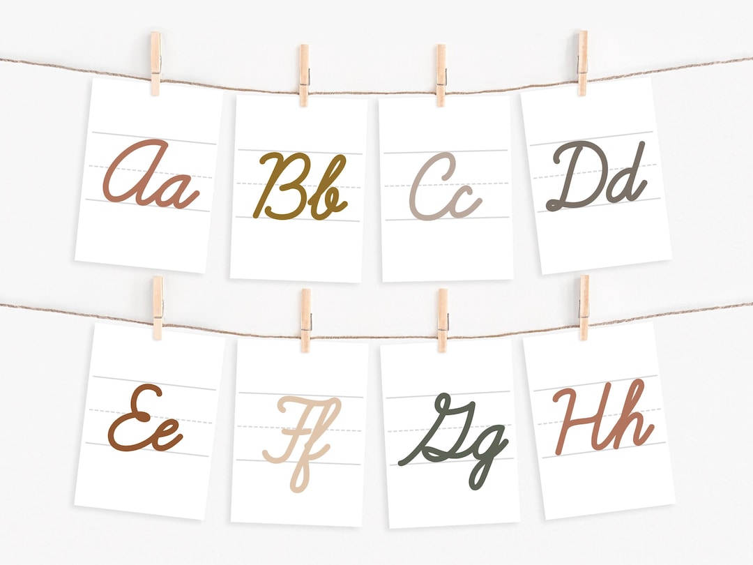 Printable Cursive Writing ABC Flashcards, Kids Preschool Handwriting ...