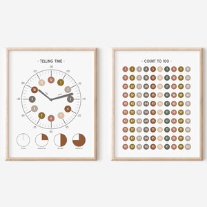 Set of 12 Neutral Boho Educational Posters, Toddler Preschool Classroom ...