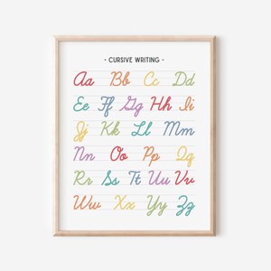 Set of 3 Alphabet Numbers Rainbow Posters, Handwriting Chart ...