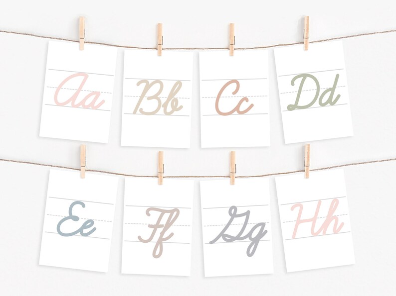 Printable Cursive Writing ABC Flashcards, Kids Preschool Handwriting ...