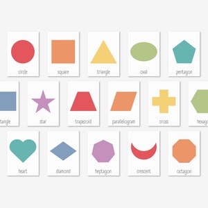 16 Printable Shapes Flashcards, Preschool Rainbow Geometric Shapes ...