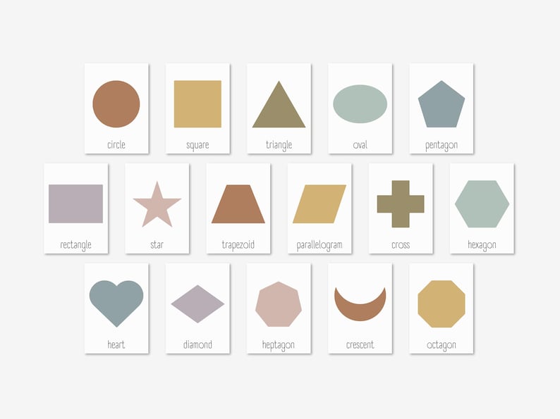 16 Printable Shapes Flashcards, Preschool Rainbow Geometric Shapes ...