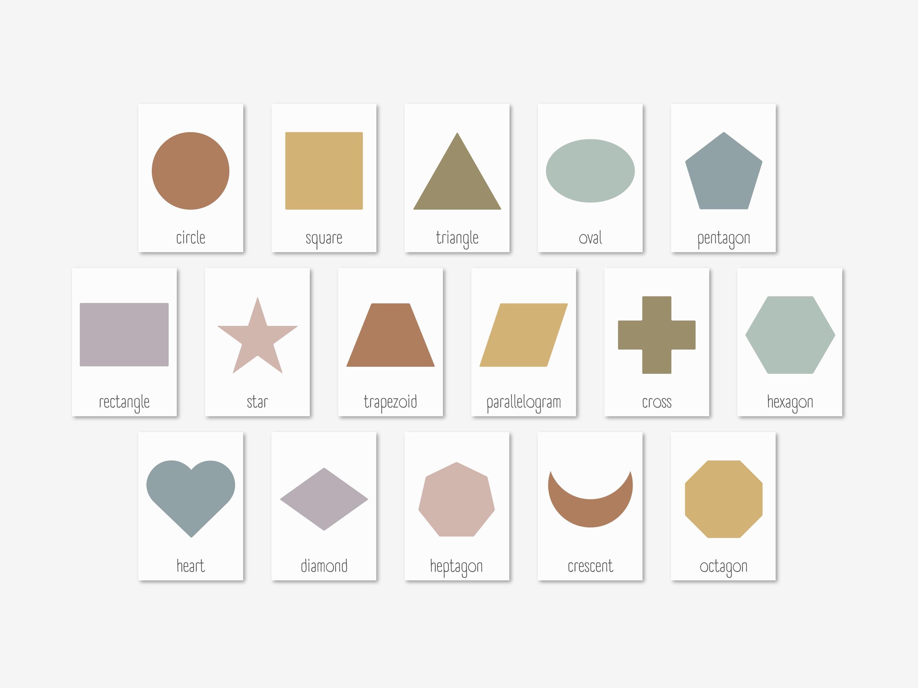 16 Printable Shapes Flashcards, Preschool Rainbow Geometric Shapes ...