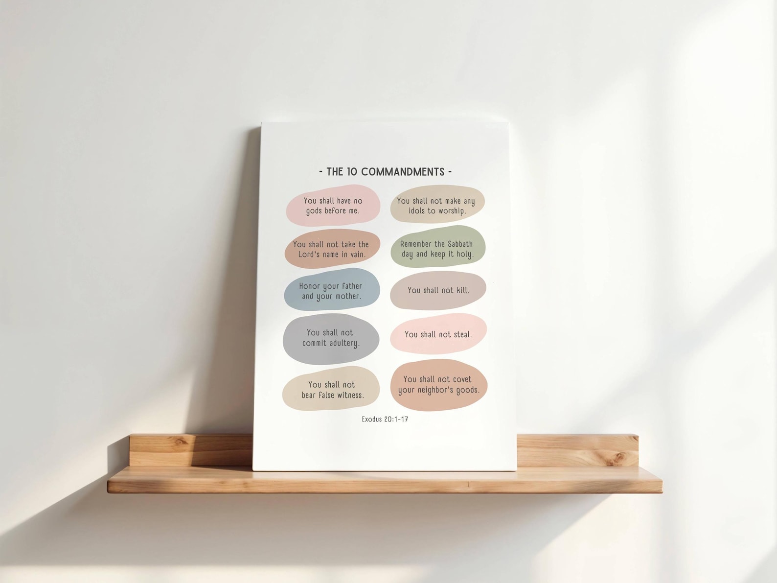 The Ten Commandments Poster, Pastel Christian Poster for Kids, Bible ...