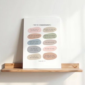 The Ten Commandments Poster, Pastel Christian Poster for Kids, Bible ...