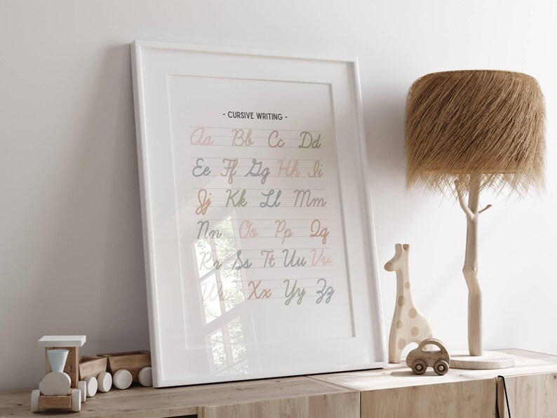 Cursive Writing Alphabet Pastel Poster, Letters Print, Educational Wall ...
