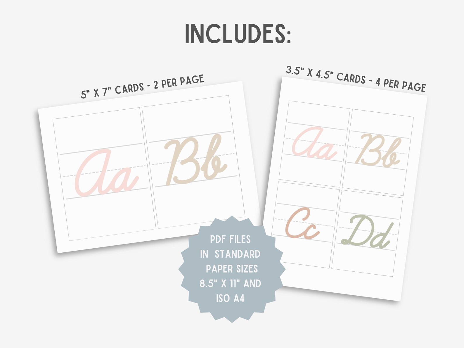Printable Cursive Writing ABC Flashcards, Kids Preschool Handwriting ...