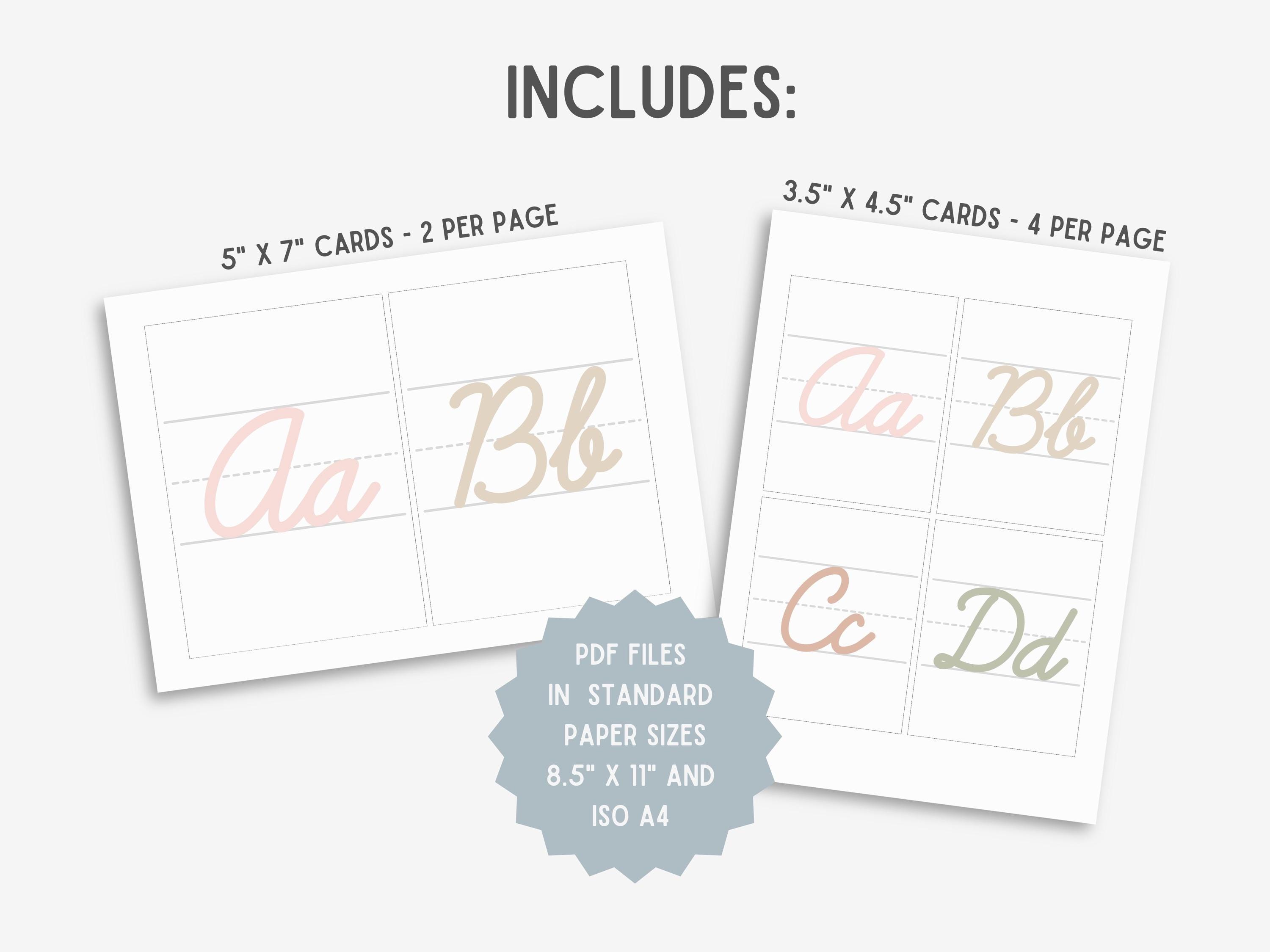 Printable Cursive Writing ABC Flashcards, Kids Preschool Handwriting ...