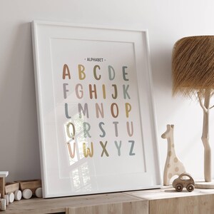 Muted Rainbow Alphabet Nursery Print, Educational Poster for Kids, Abcs ...