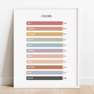 Muted Colors Educational Poster, Colours Print, Printable Homeschool ...
