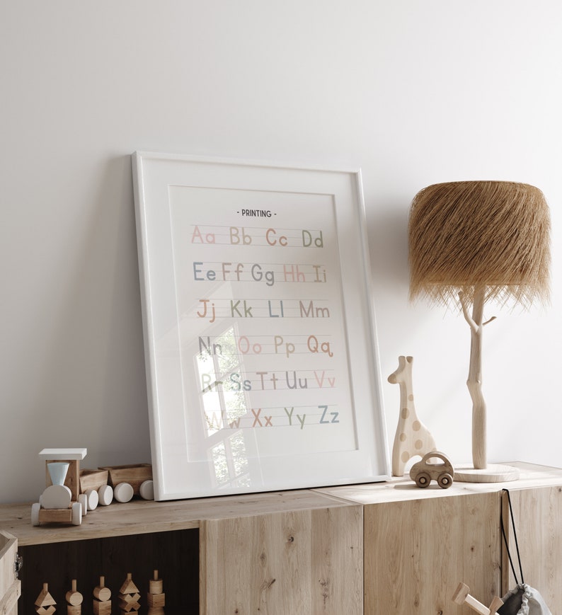 Printing Alphabet Pastel Poster, Letters Print, Kids Educational Wall ...