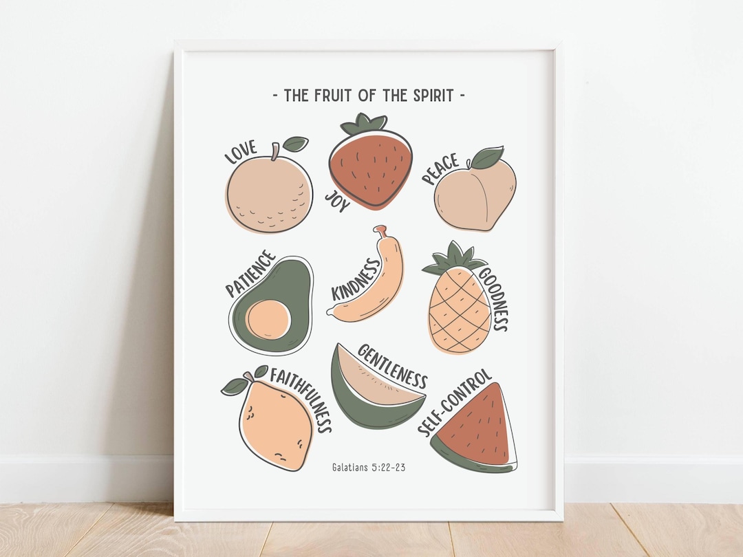 Fruit of the Spirit Poster, Neutral Christian Poster for Kids, Bible ...