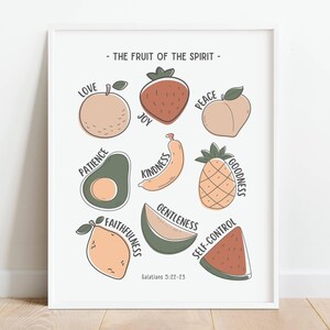 Fruit of the Spirit Poster, Neutral Christian Poster for Kids, Bible ...