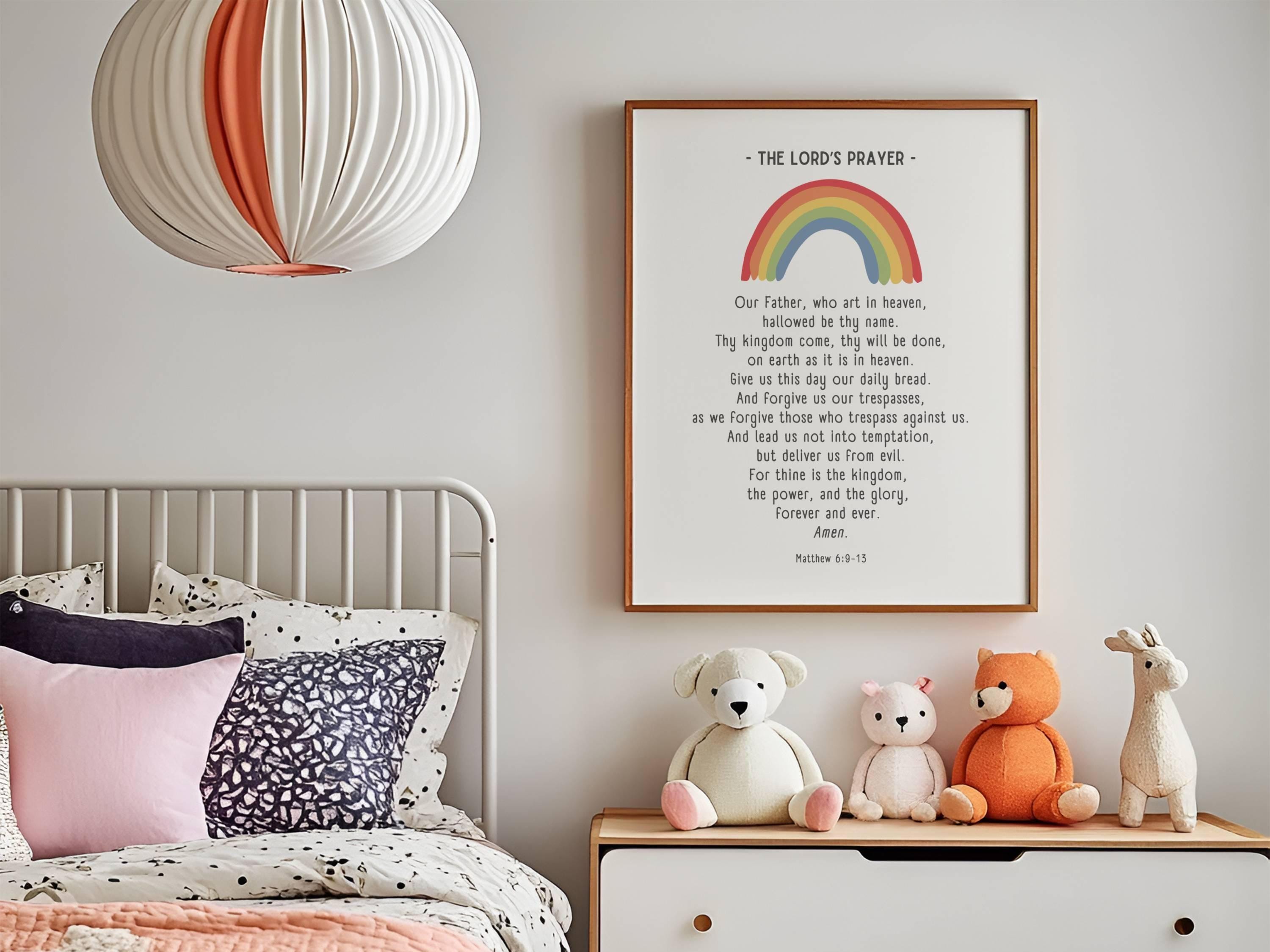 The Lord's Prayer Poster, Rainbow Christian Poster for Kids, Bible ...