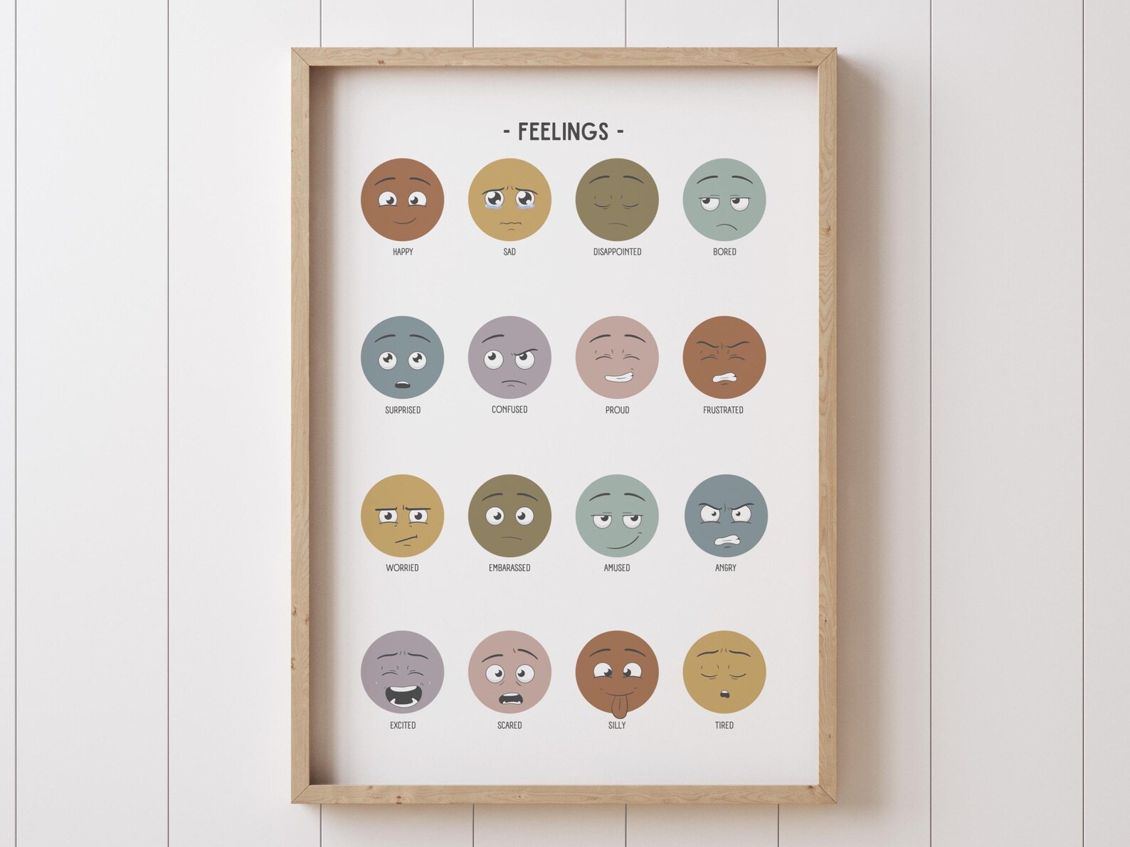 Feelings Poster, Muted Rainbow Emotions Chart, Therapy Mental Health ...