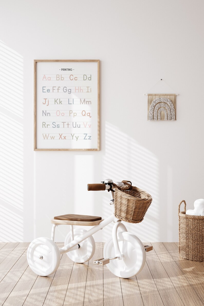 Printing Alphabet Pastel Poster, Letters Print, Kids Educational Wall ...