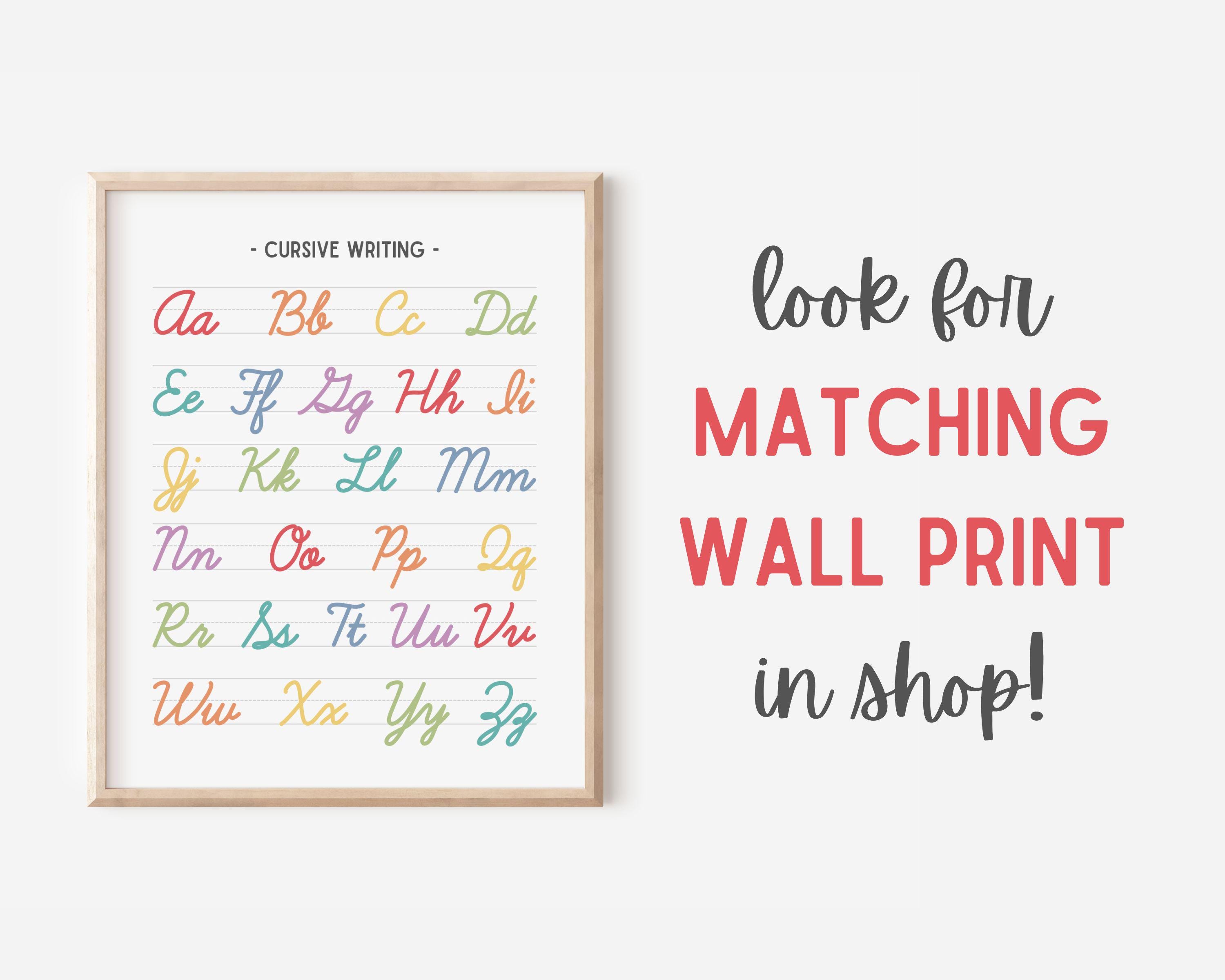 Printable Cursive Writing ABC Flashcards, Kids Preschool Handwriting ...