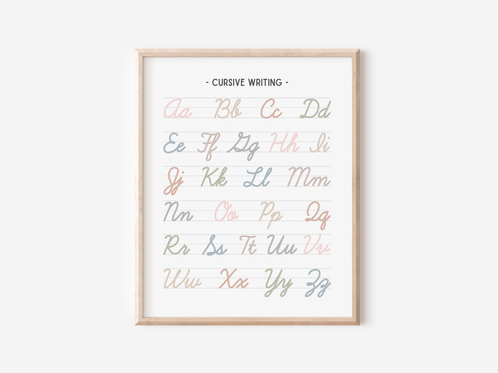 Cursive Writing Alphabet Pastel Poster, Letters Print, Educational Wall ...
