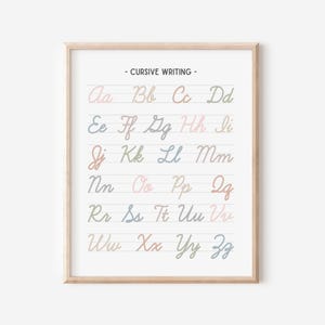 Cursive Writing Alphabet Pastel Poster, Letters Print, Educational Wall ...