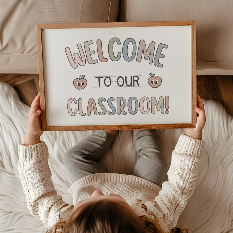Pastel Classroom Welcome Sign, Back to School Classroom Decor, Teacher ...