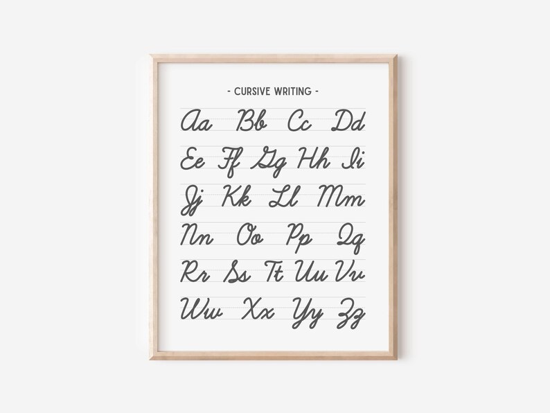 Cursive Writing Alphabet Poster, Handwriting Letters Chart, Educational ...