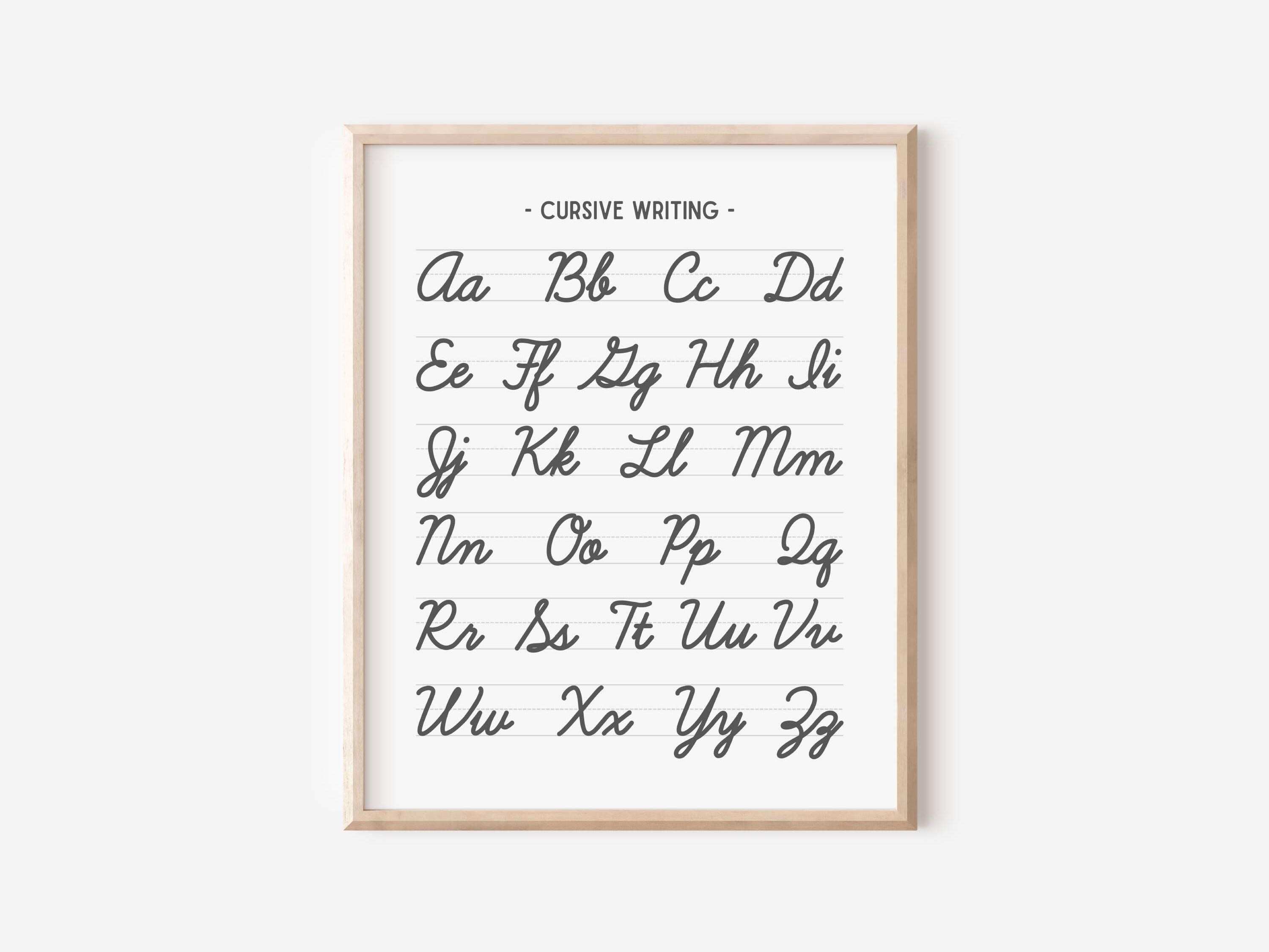 Cursive Writing Alphabet Poster, Handwriting Letters Chart, Educational ...