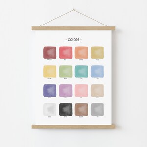 Colors Print, Colour Chart Poster, Educational Wall Art, Homeschool ...