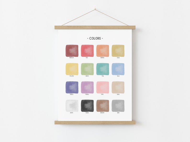 Colors Print, Colour Chart Poster, Educational Wall Art, Homeschool ...
