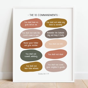 Ten Commandments Poster, Neutral Boho Christian Poster for Kids, Bible ...