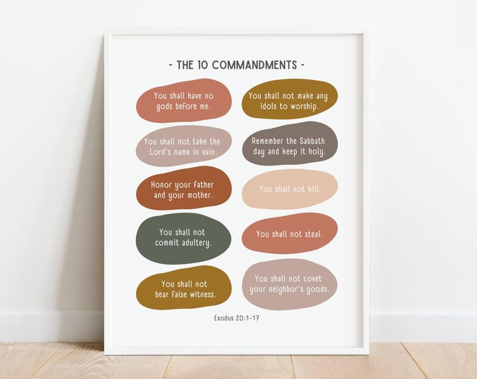 Rainbow 10 Commandments Poster: Kids Sunday School Decor (digital ...