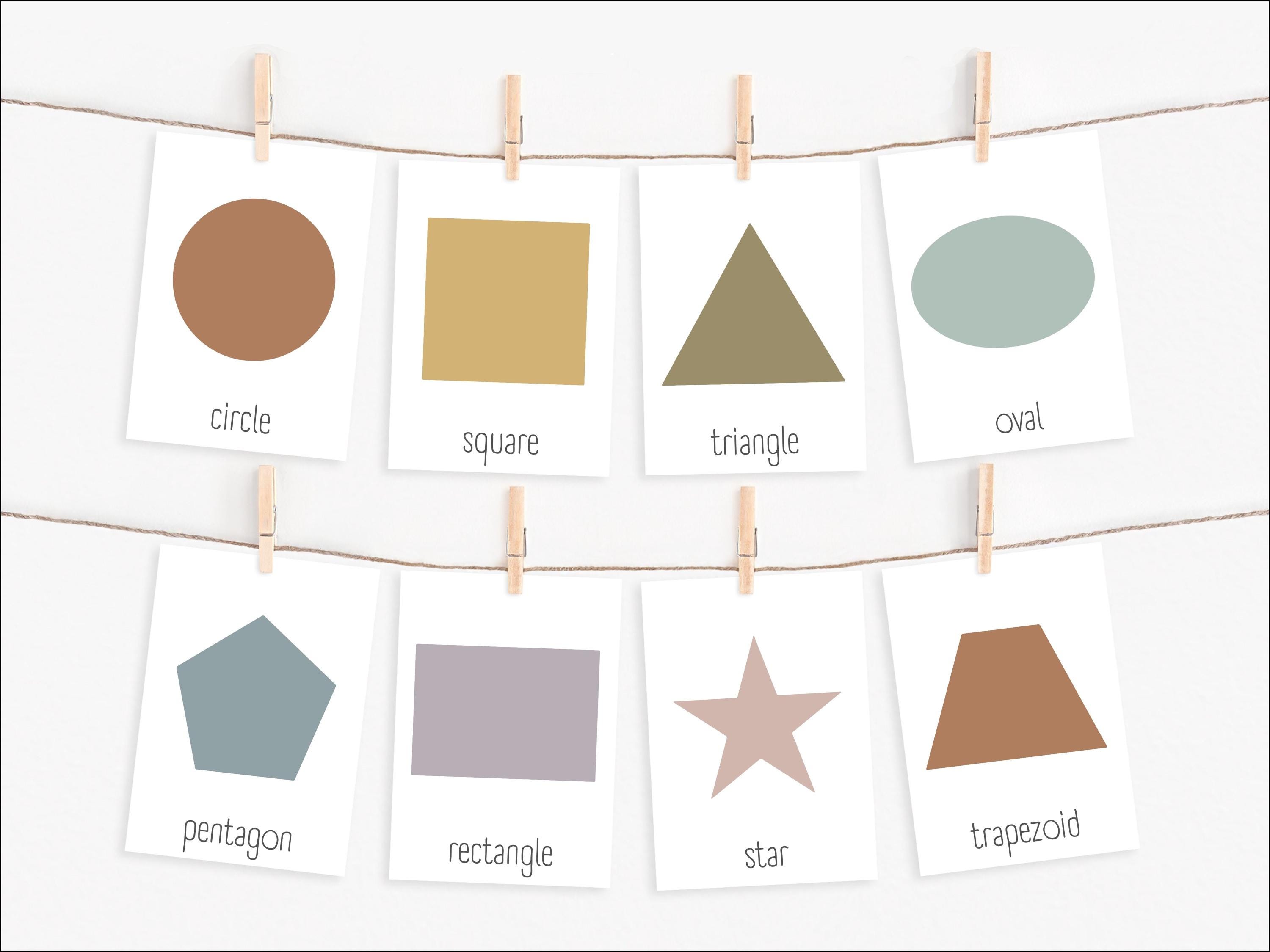 16 Printable Shapes Flashcards, Preschool Rainbow Geometric Shapes ...