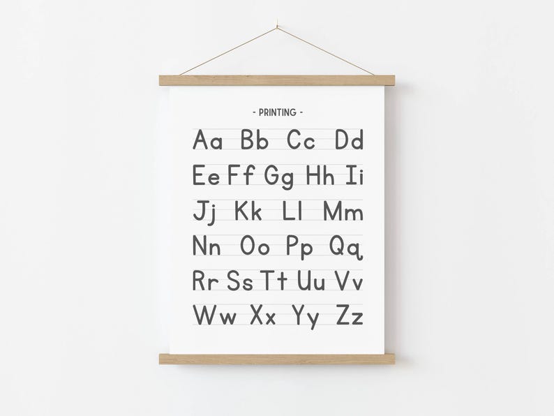 Printing Alphabet Poster, Handwriting Chart, Letters Print, Educational ...