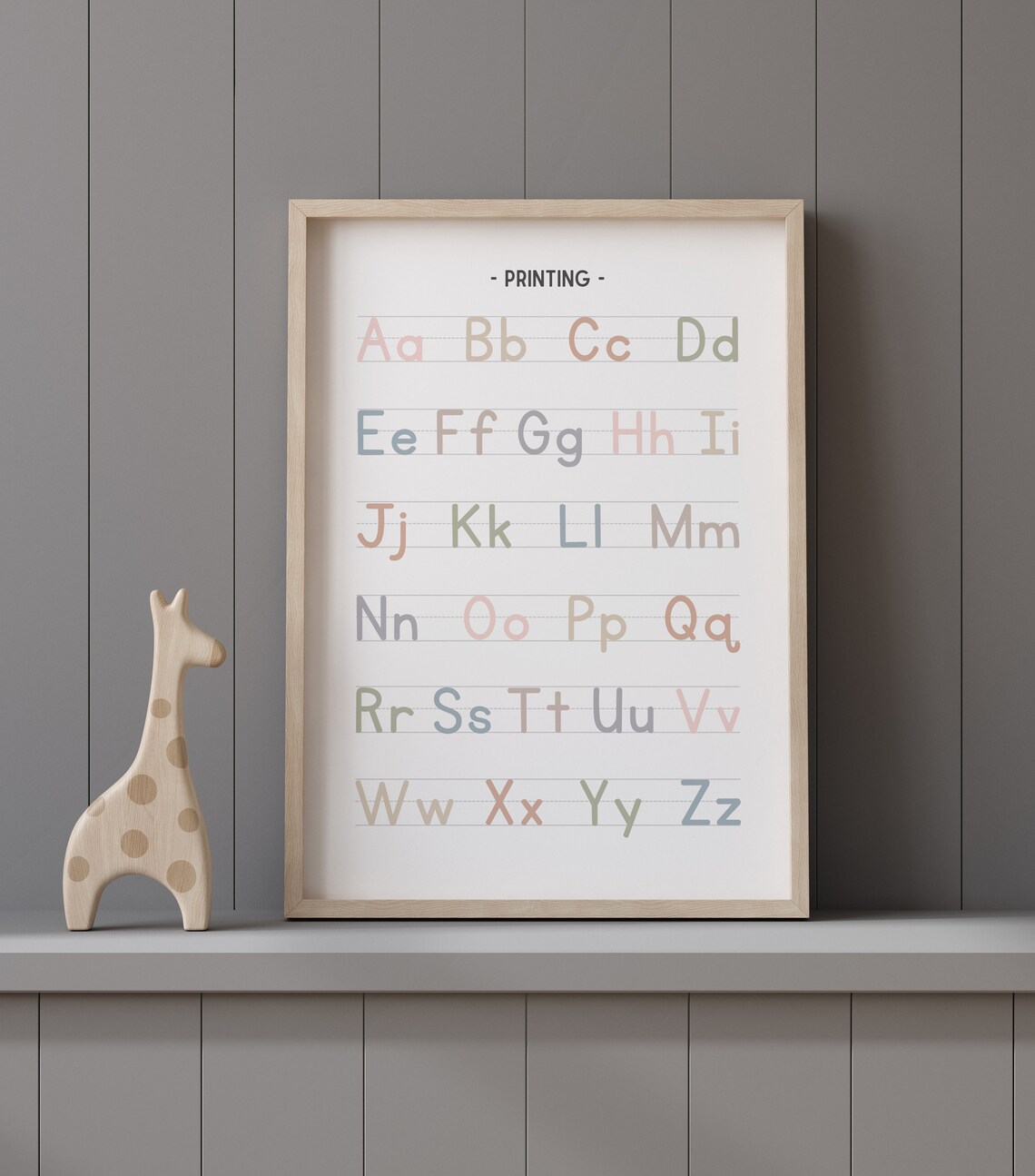 Printing Alphabet Pastel Poster, Letters Print, Kids Educational Wall ...