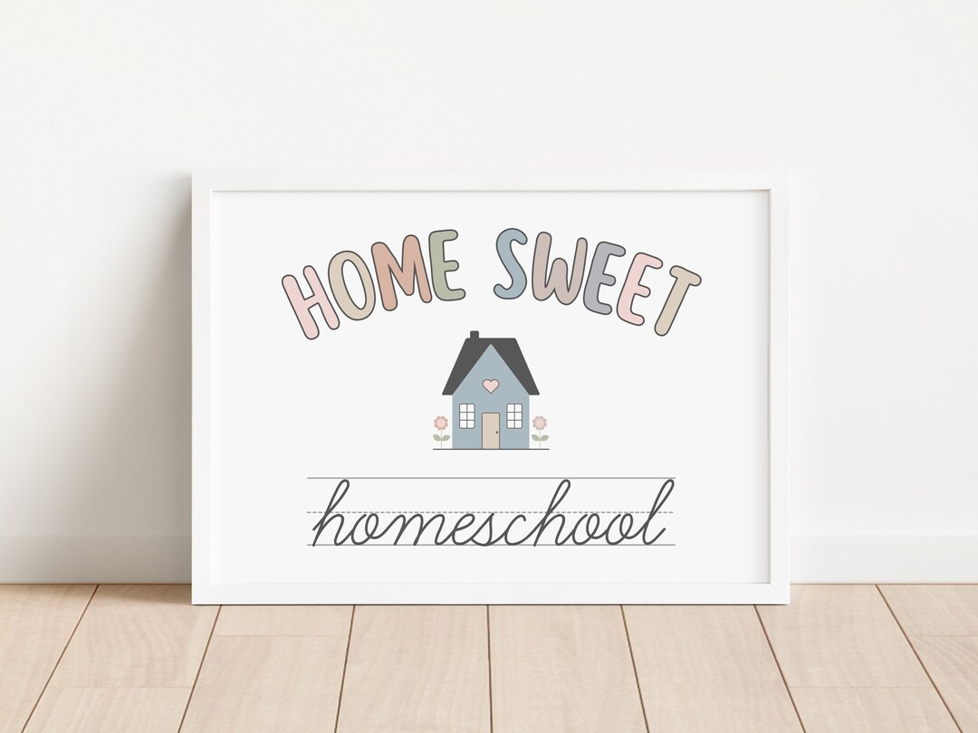 Home Sweet Homeschool Sign, Pastel Boho Homeschool Decor, Homeschool ...