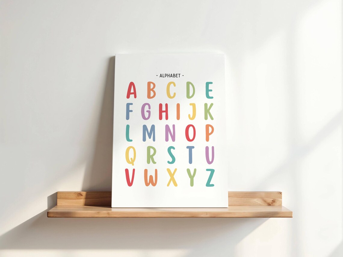 Rainbow Alphabet Poster, Abcs Nursery Print, Educational Poster for ...