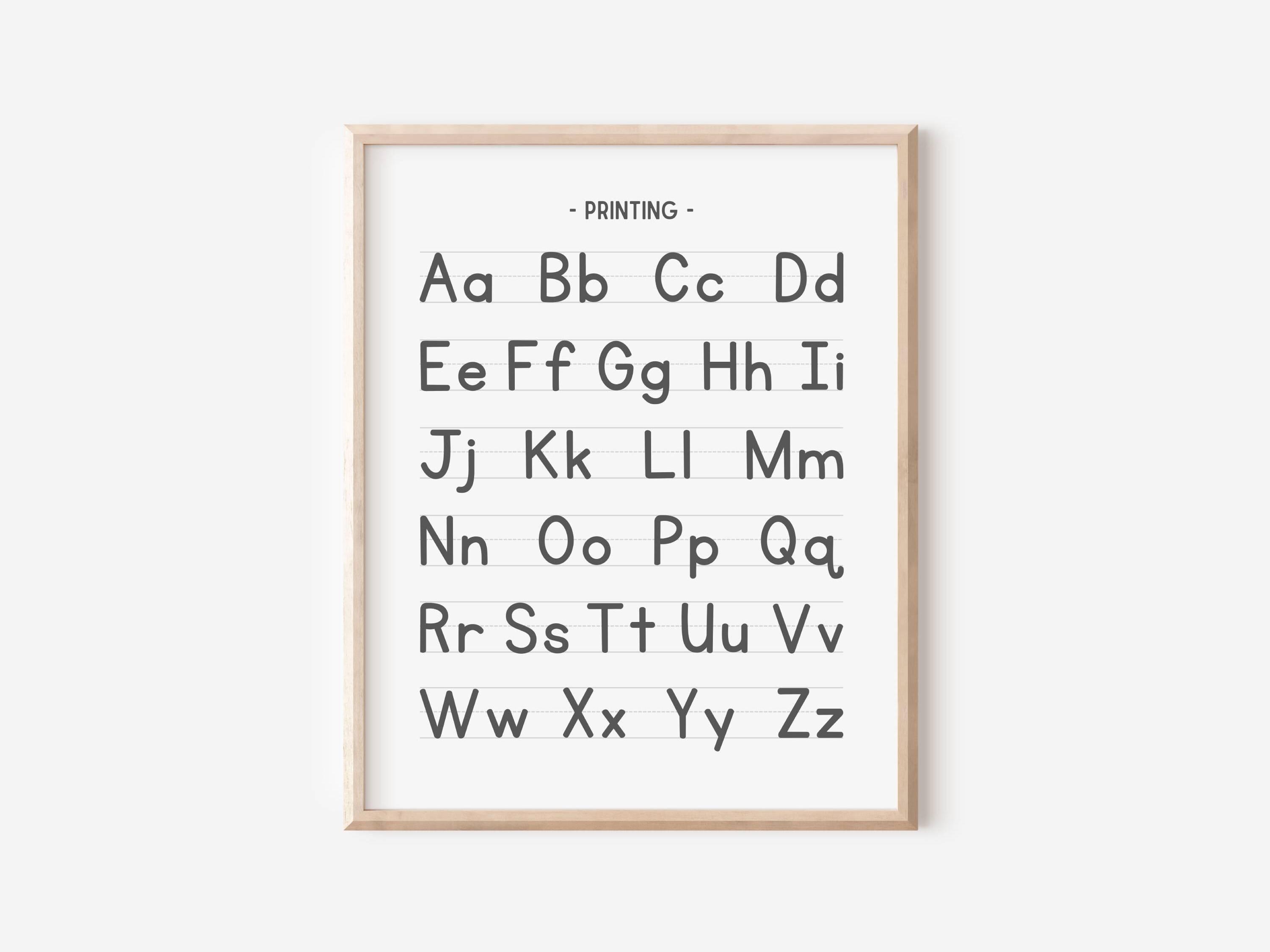 Printing Alphabet Poster, Handwriting Chart, Letters Print, Educational ...