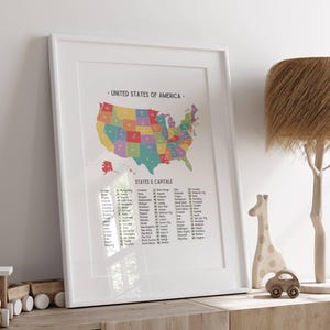 USA Map Educational Poster, Rainbow United States Map, Homeschool ...