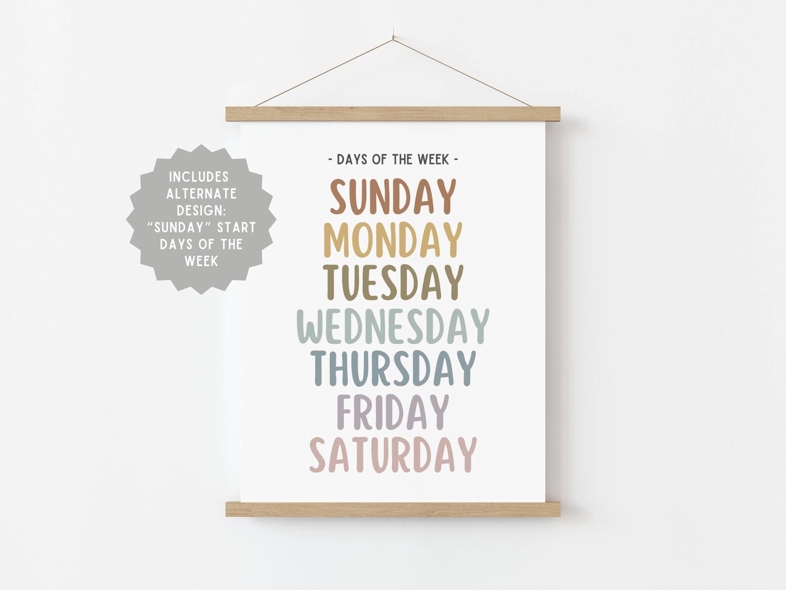 Set of 4 Muted Rainbow Nursery Decor Prints, Days Months Weather ...