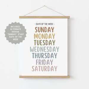 Set of 4 Muted Rainbow Nursery Decor Prints, Days Months Weather ...