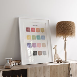 Colors Print, Colour Chart Poster, Educational Wall Art, Homeschool ...
