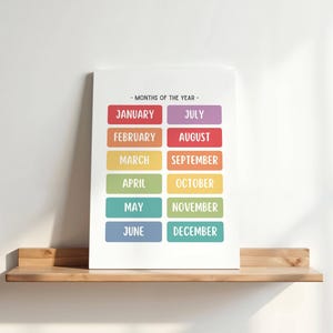 Rainbow Months of the Year Print, Educational Wall Art, Homeschool ...
